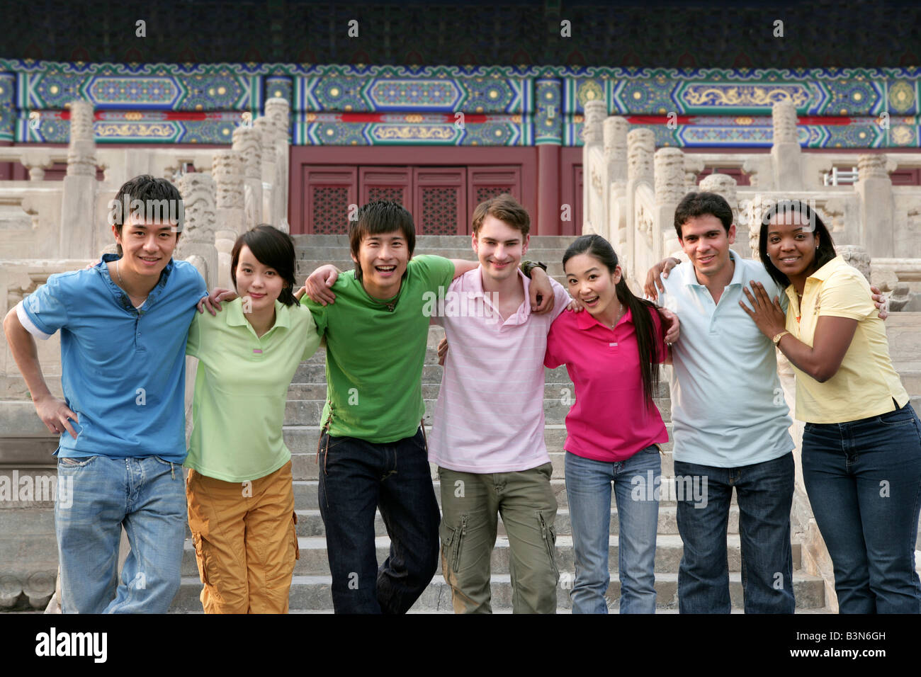 people from different countries being together in the Forbidden city ...