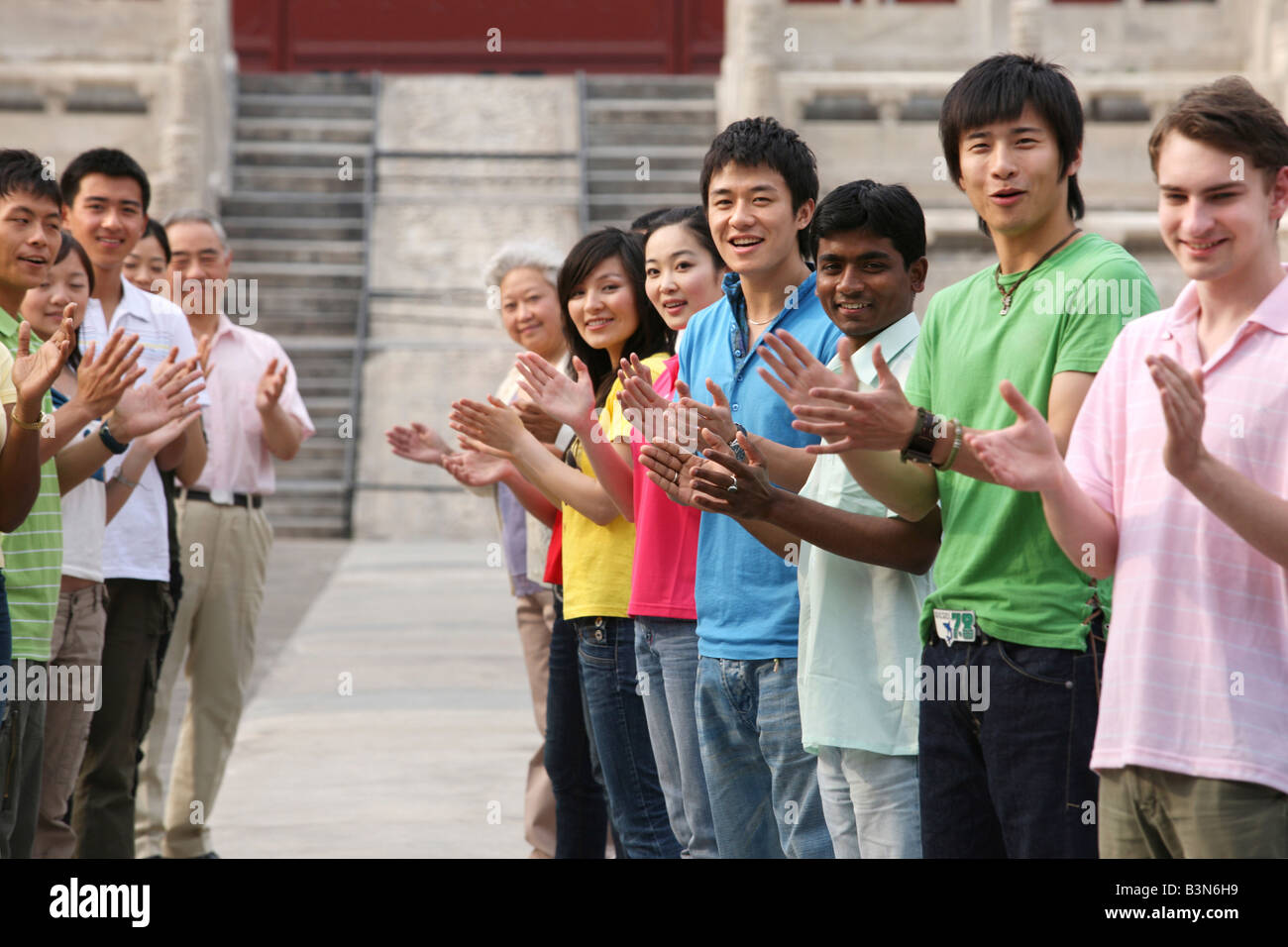 people from different countries being together in the Forbidden city ...
