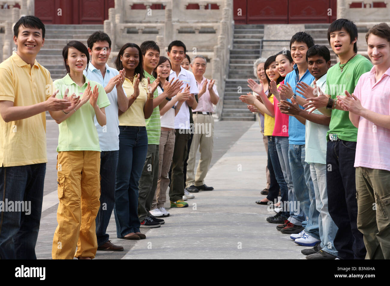 people from different countries being together in the Forbidden city ...