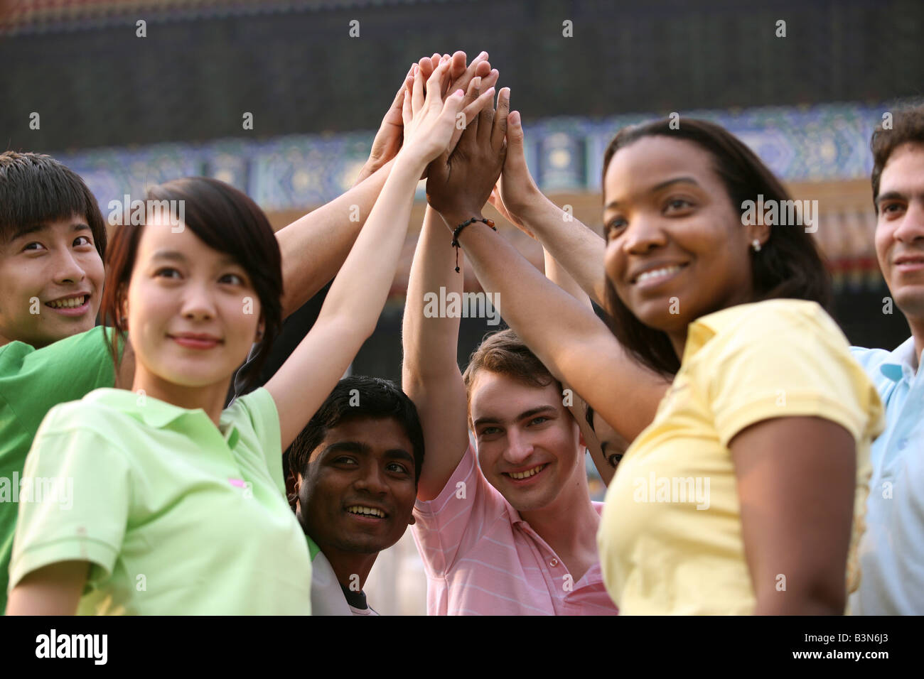people from different countries being together in the Forbidden city ...