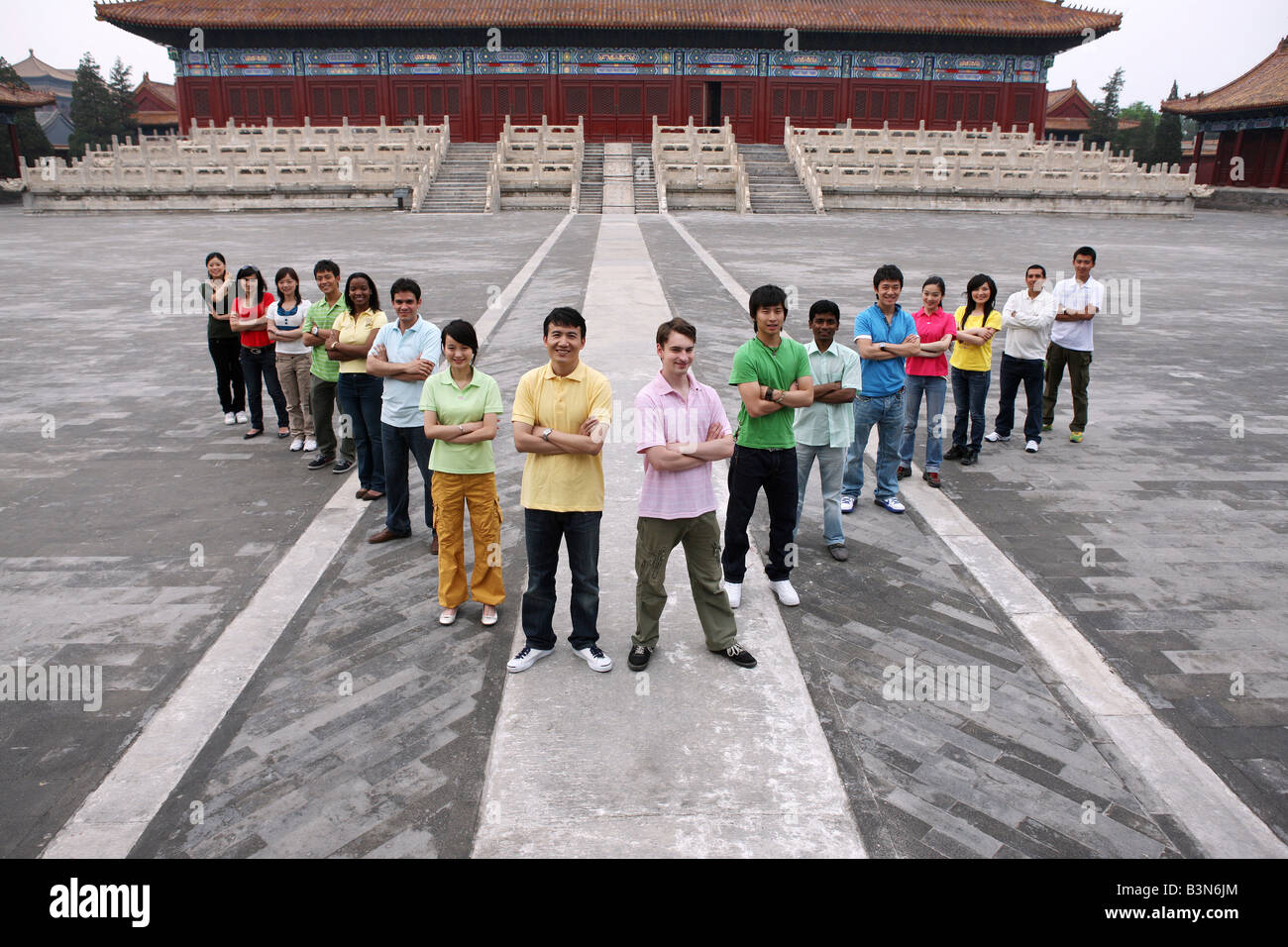 people from different countries being together in the Forbidden city ...