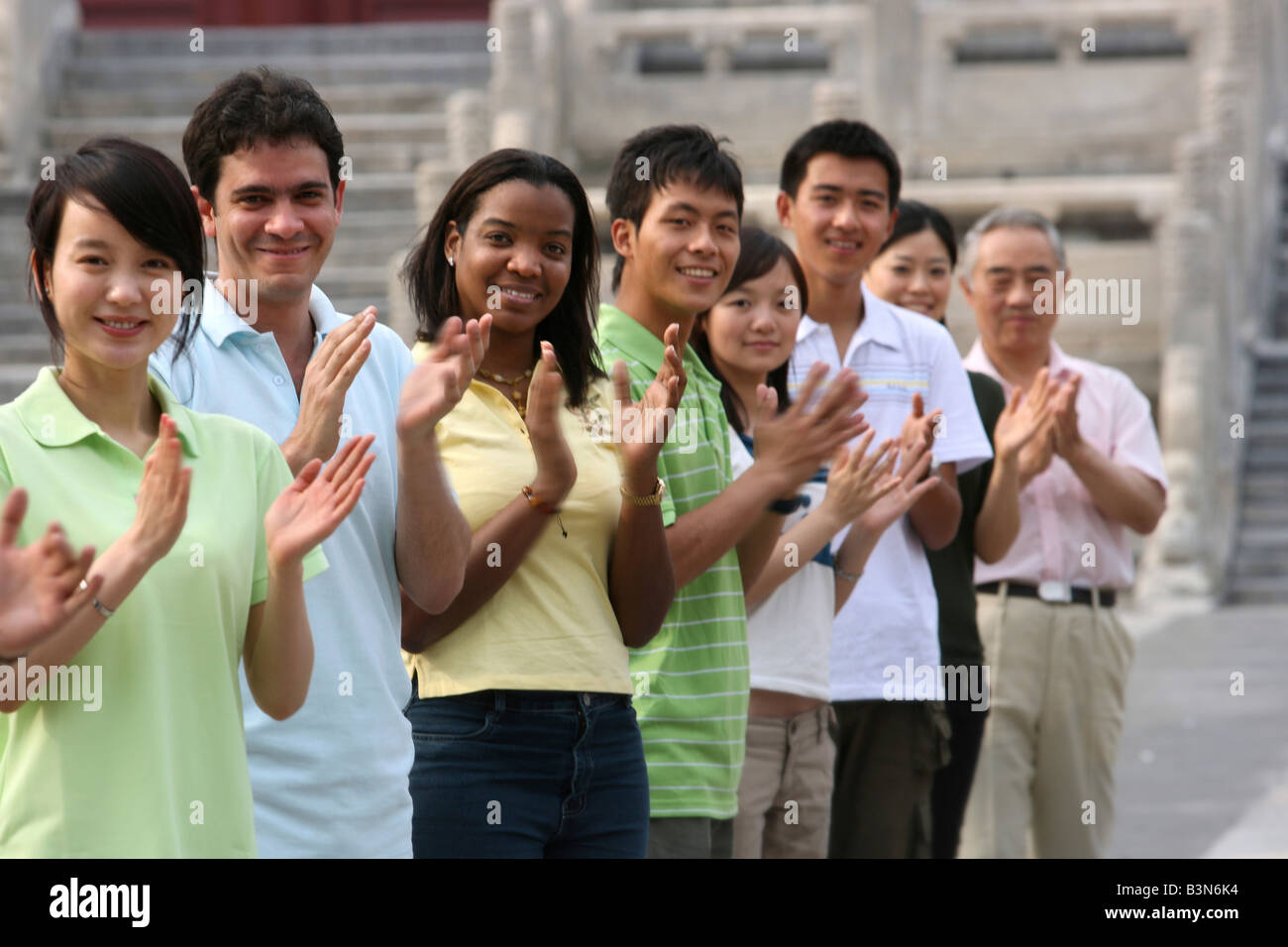 people from different countries being together in the Forbidden city ...