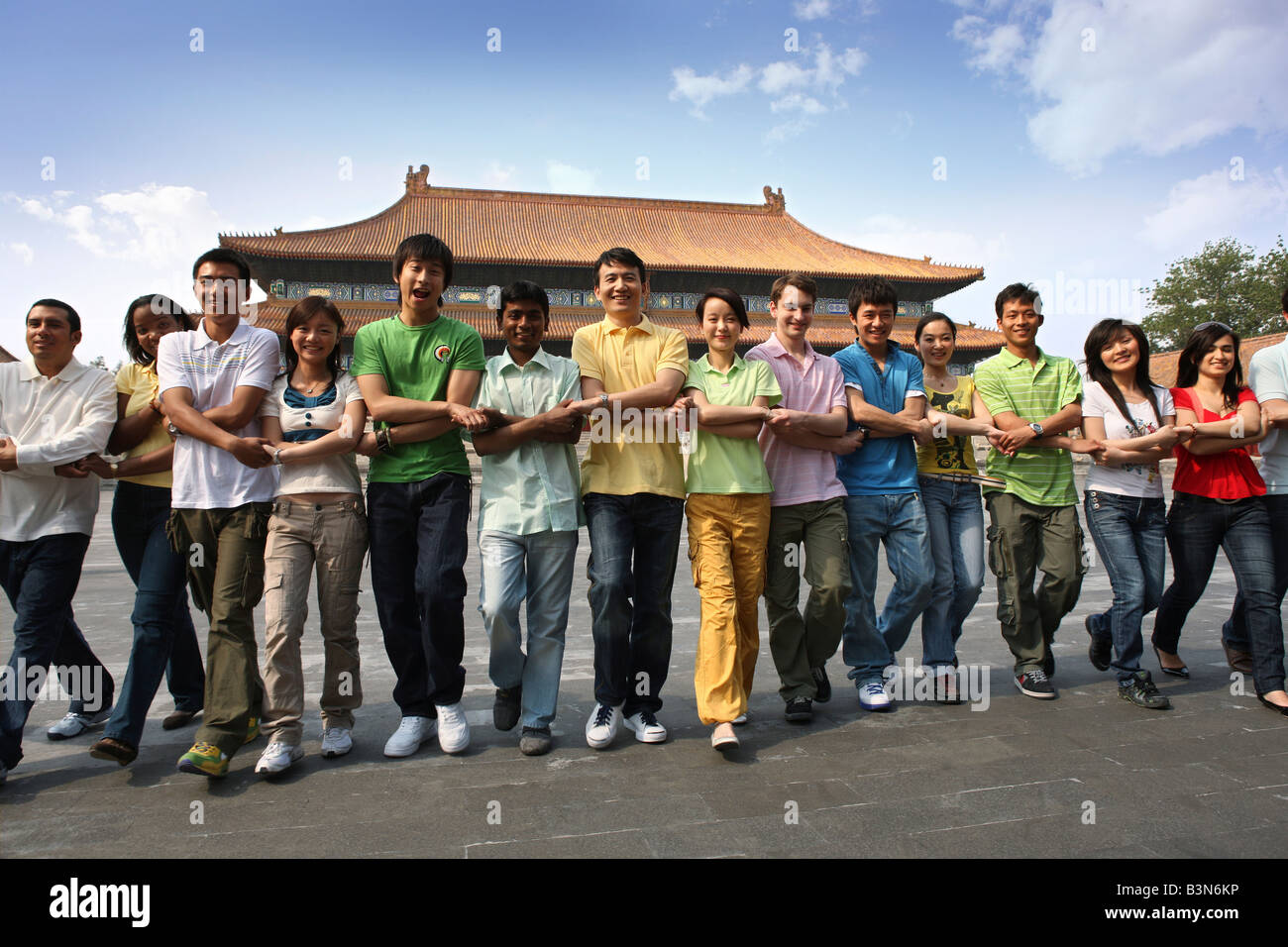 people from different countries being together in the Forbidden city ...