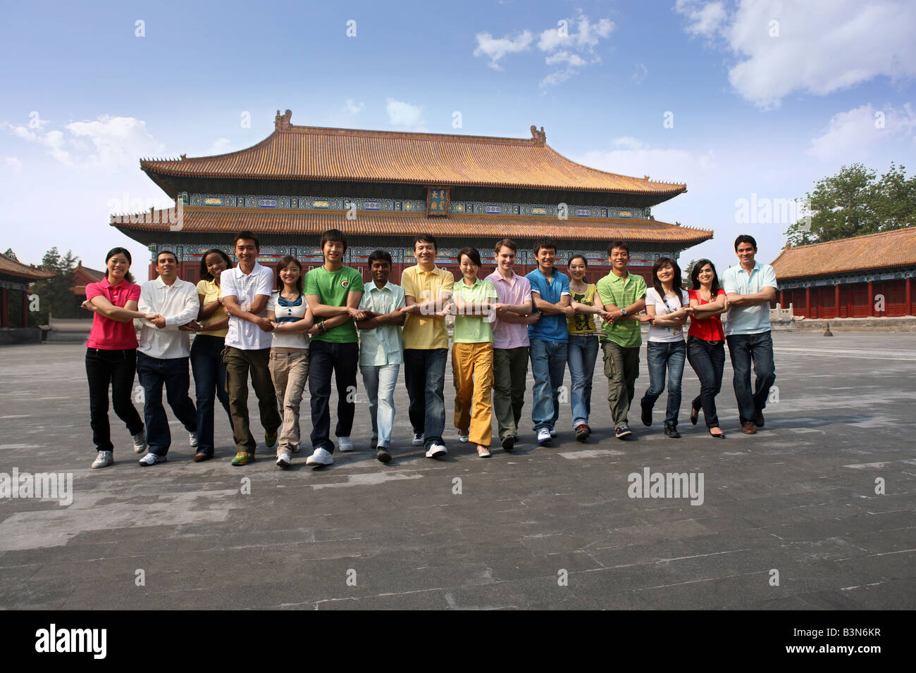 people from different countries being together in the Forbidden city ...