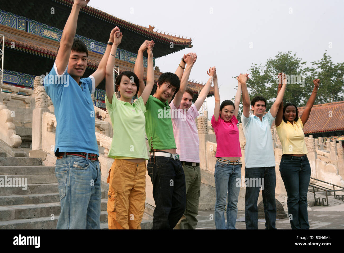 people from different countries being together in the Forbidden city ...