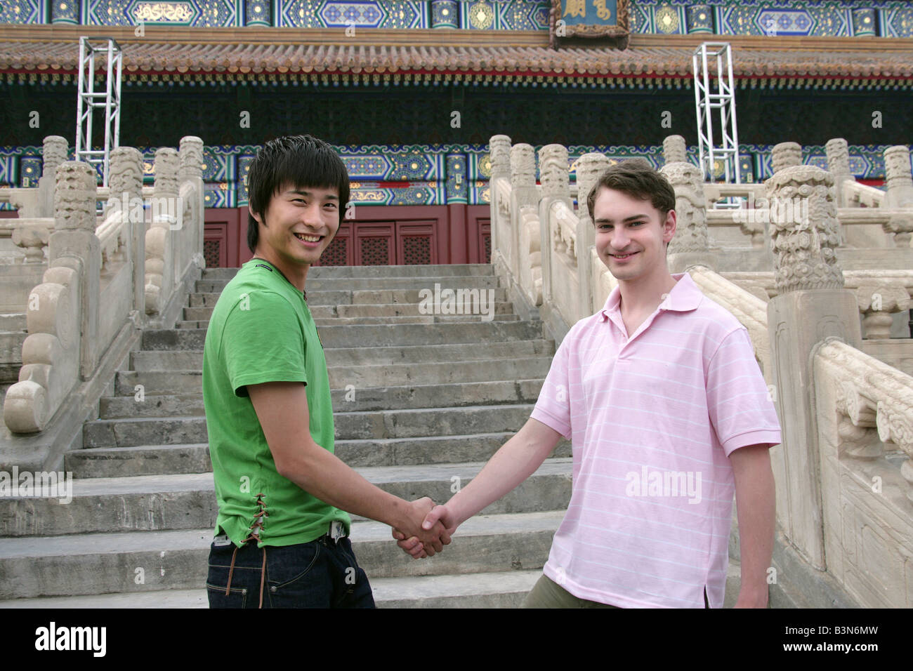 people from different countries being together in the Forbidden city ...