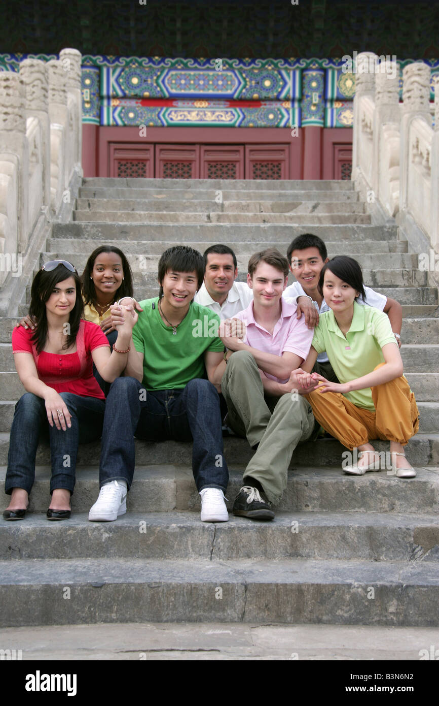people from different countries being together in the Forbidden city ...