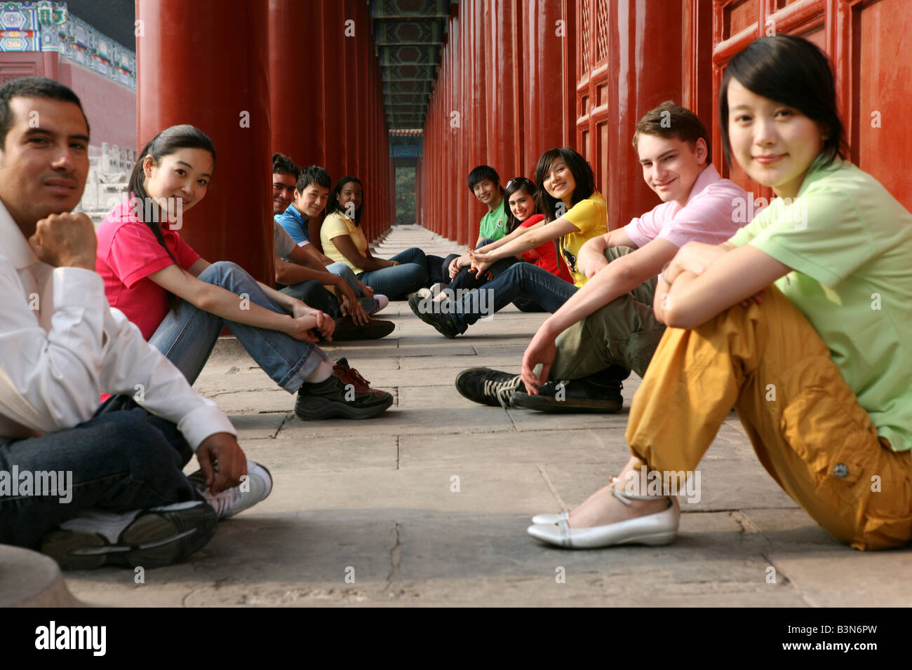 people from different countries being together in the Forbidden city ...