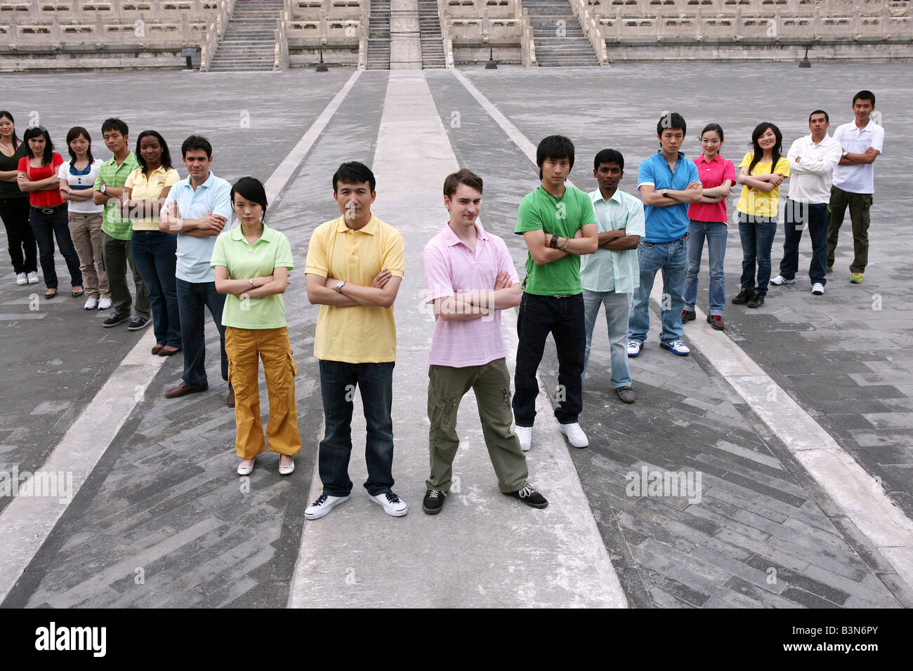people from different countries being together in the Forbidden city ...