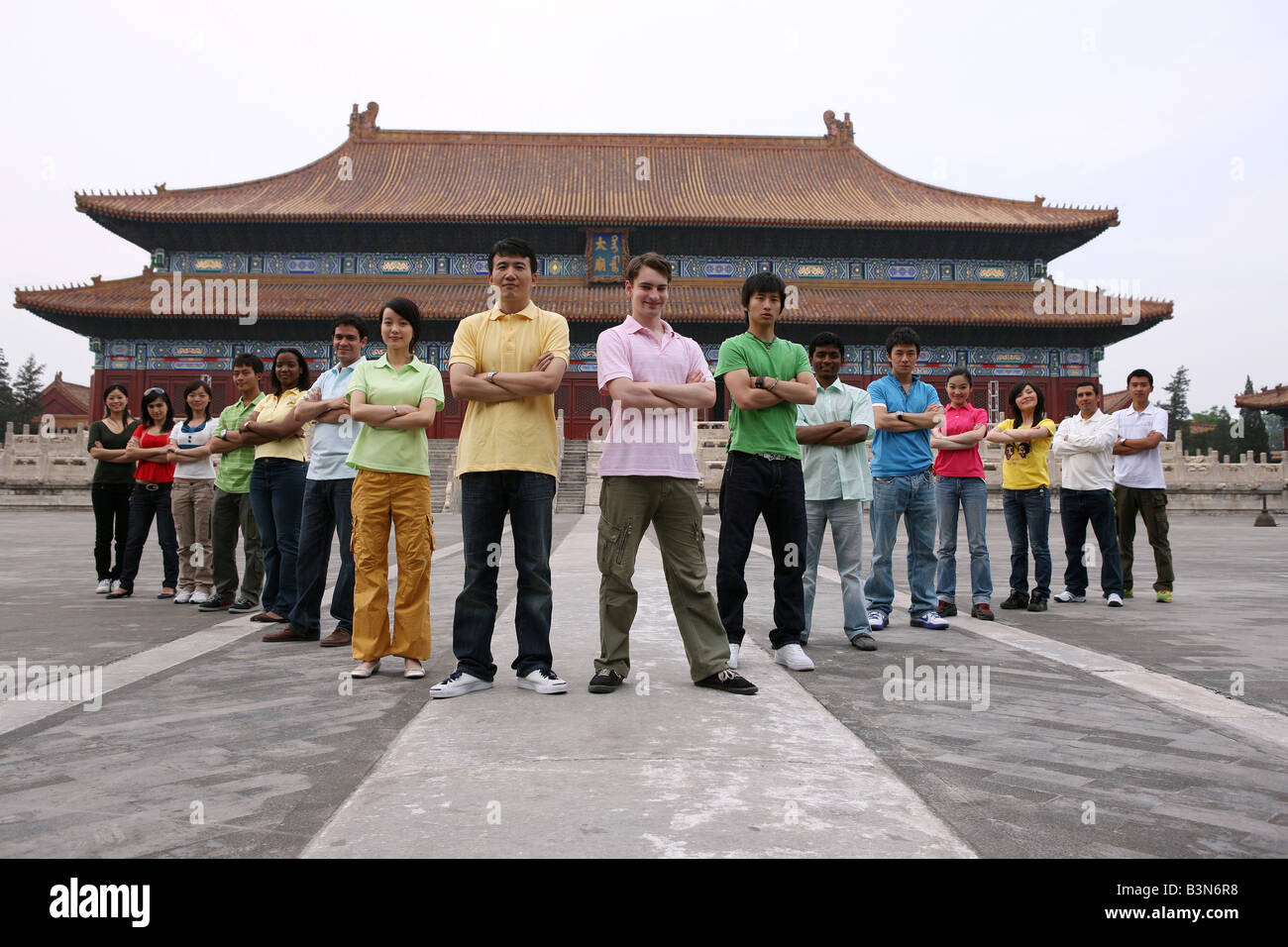 people from different countries being together in the Forbidden city ...