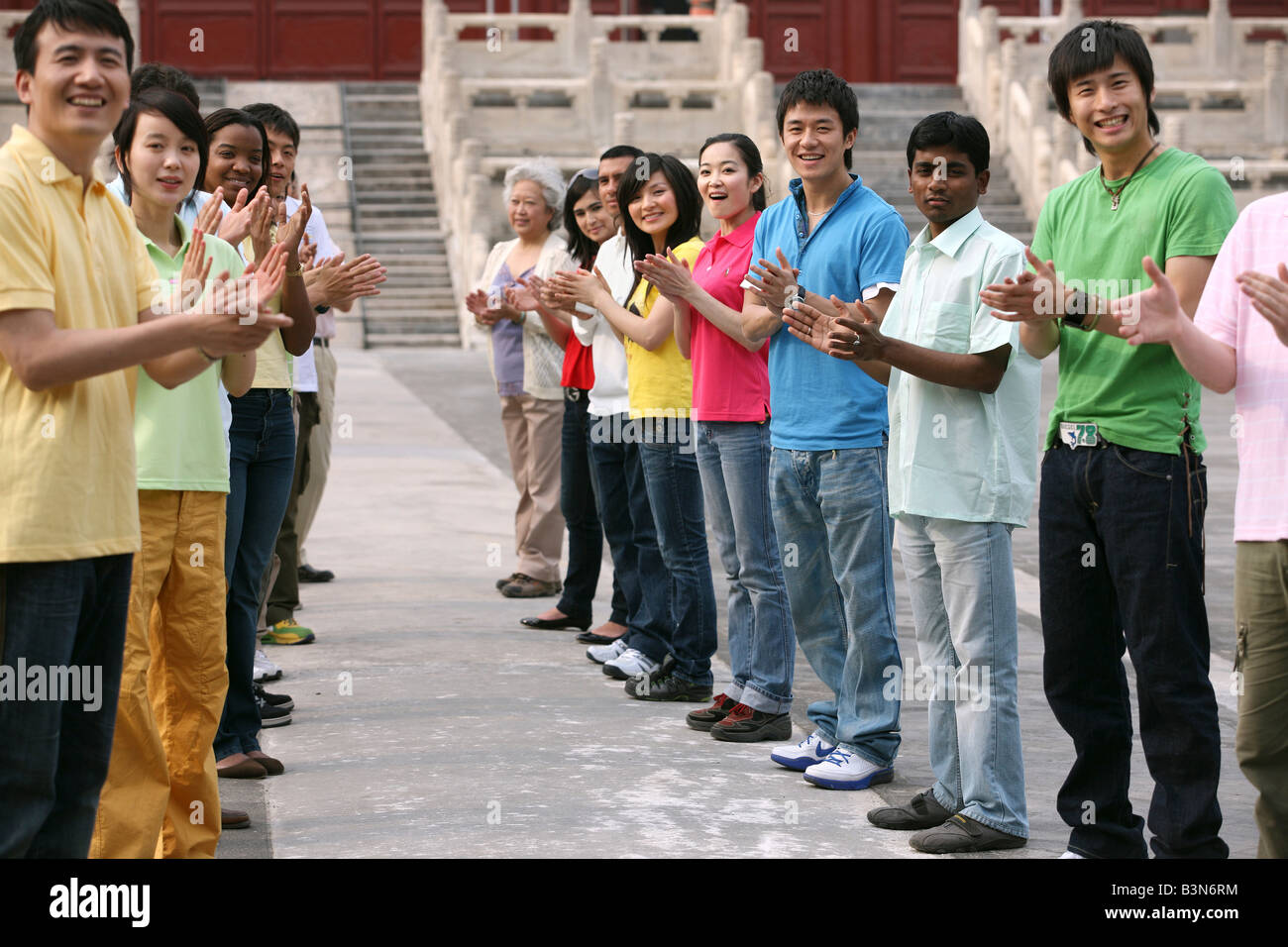 people from different countries being together in the Forbidden city ...