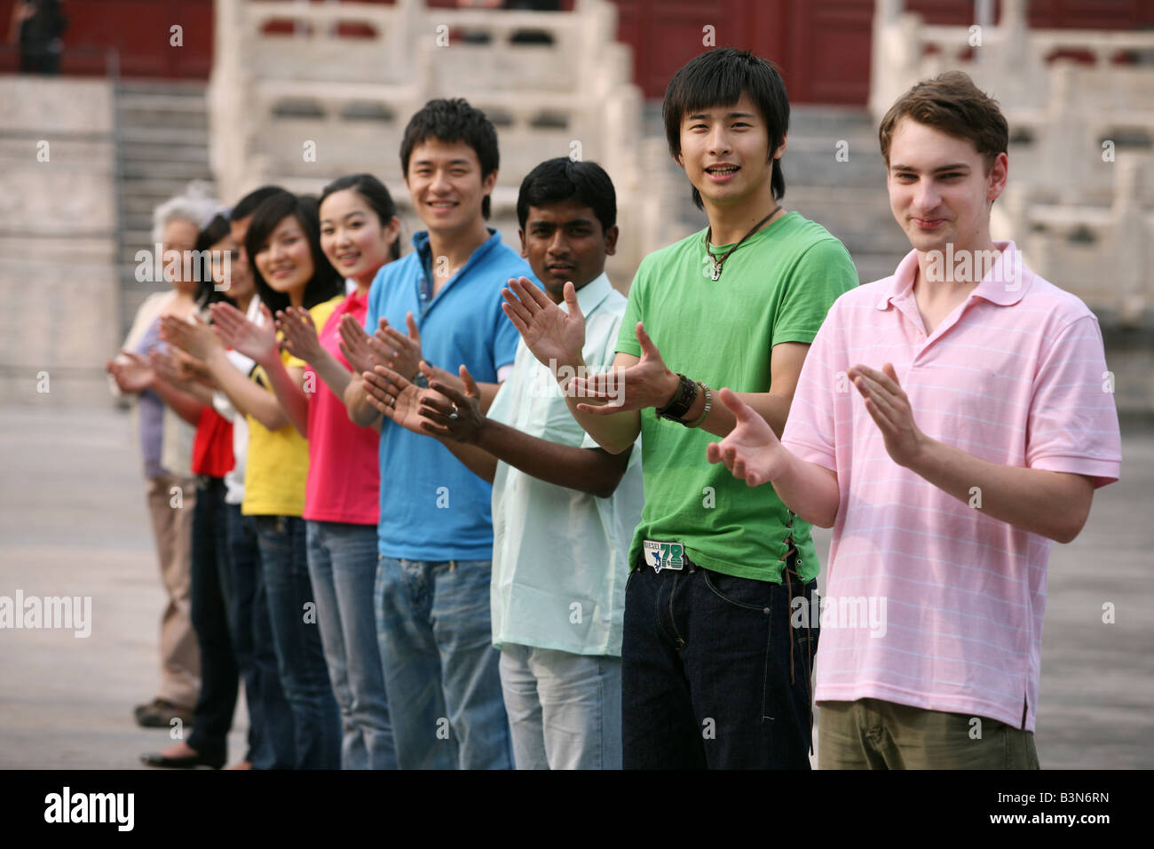 people from different countries being together in the Forbidden city ...