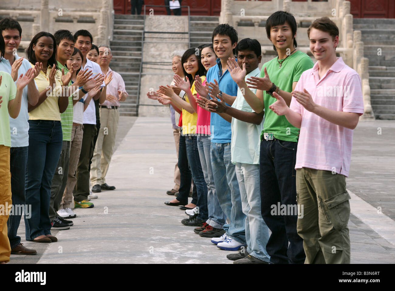 people from different countries being together in the Forbidden city ...