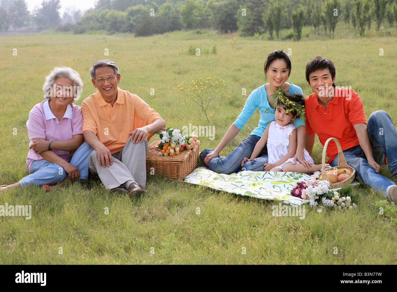 chinese family picnicing outdoors,beijing Stock Photo - Alamy