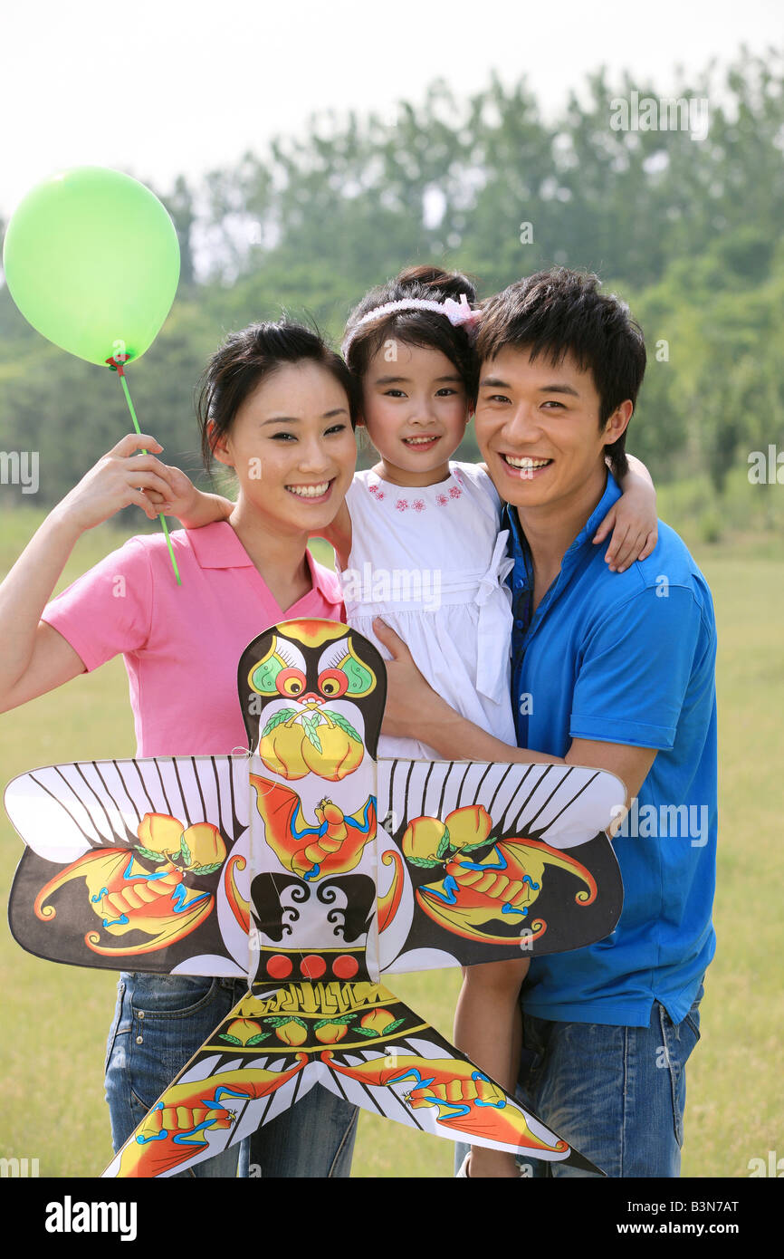 chinese family flying kite,beijing Stock Photo - Alamy