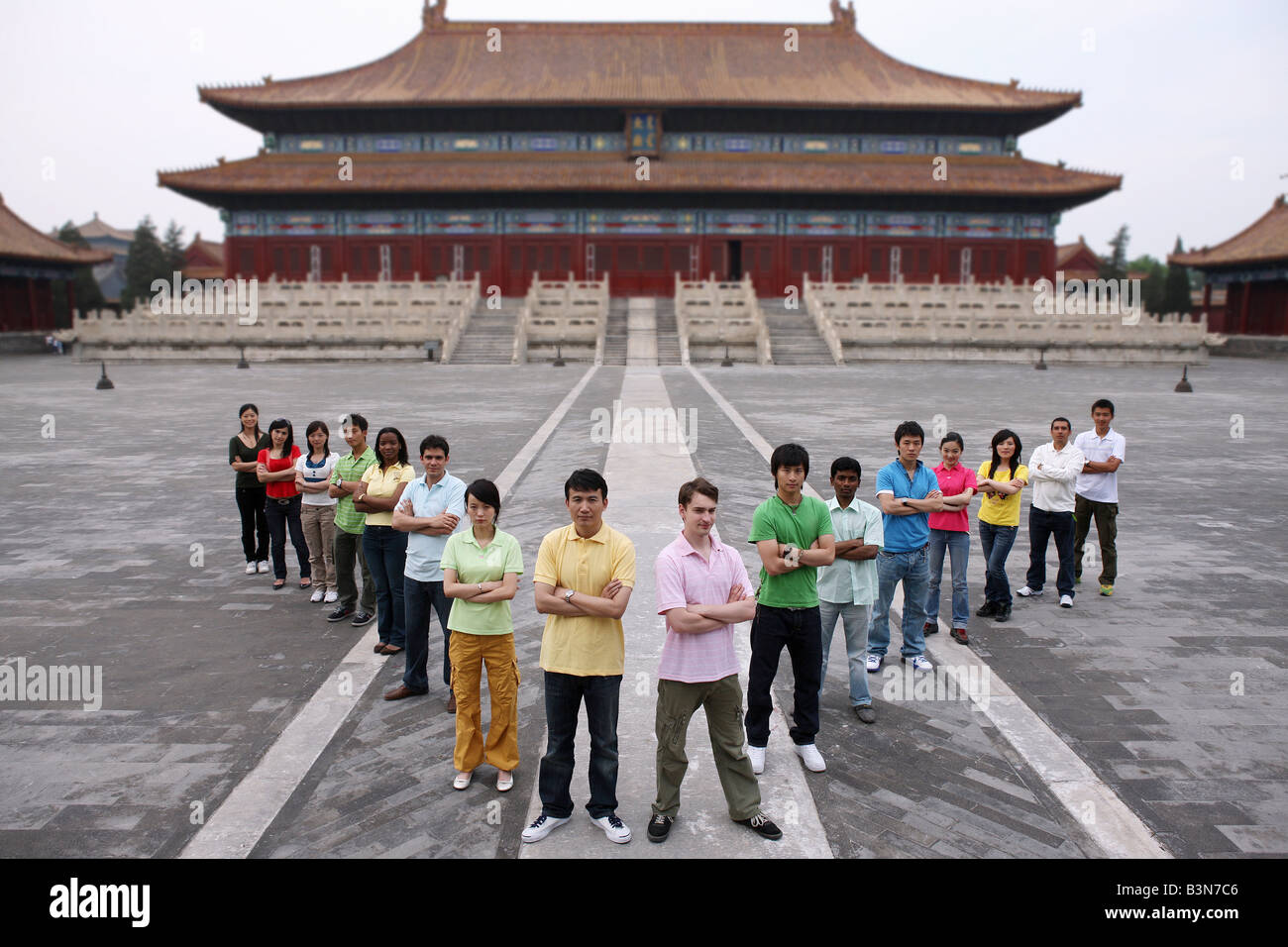 people from different countries being together in the Forbidden city ...