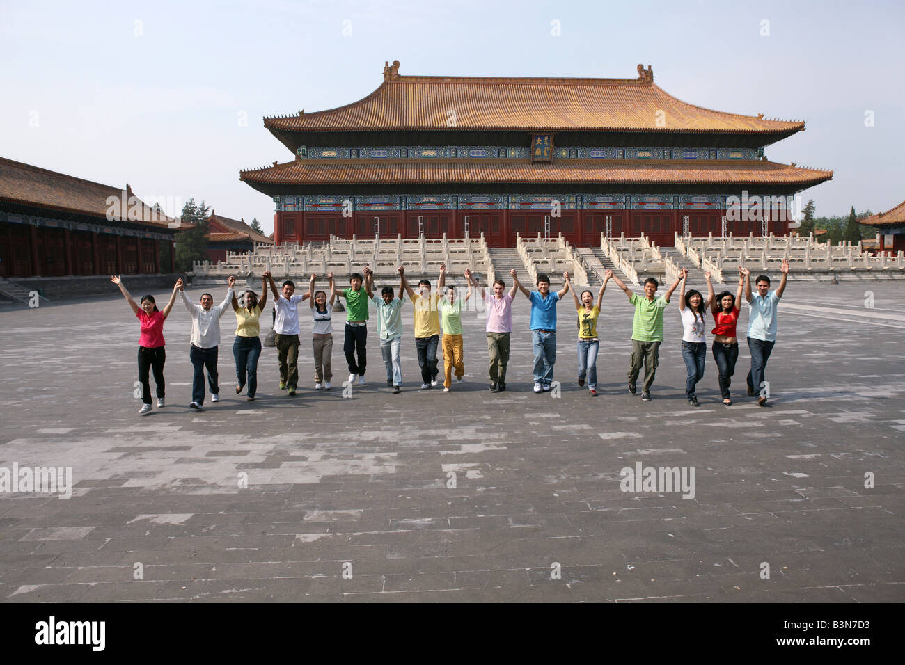 people from different countries being together in the Forbidden city ...