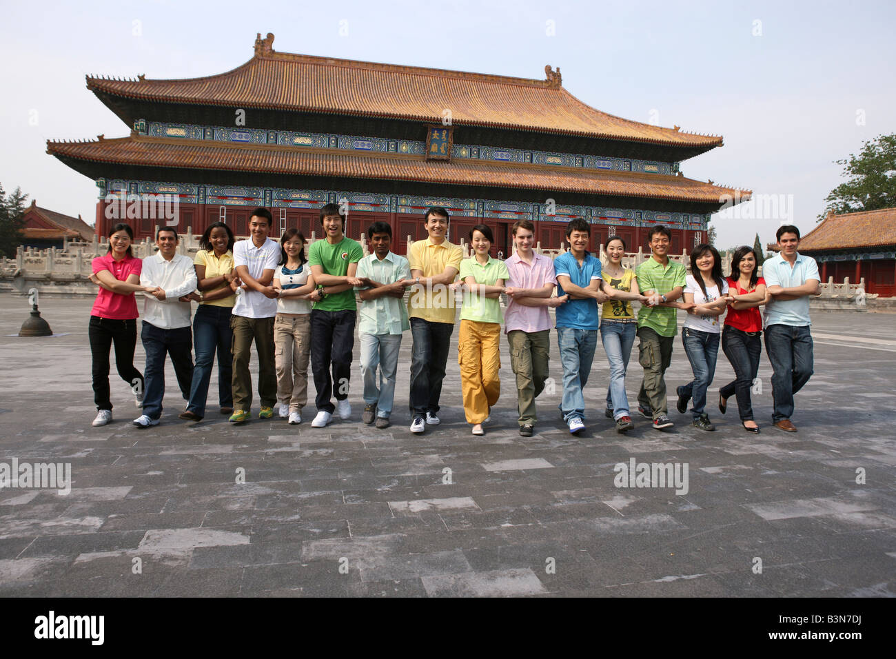 people from different countries being together in the Forbidden city ...