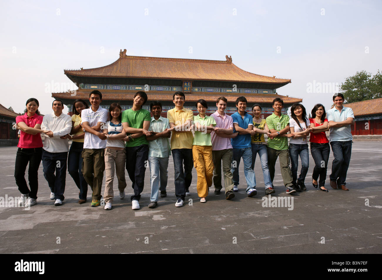 people from different countries being together in the Forbidden city ...