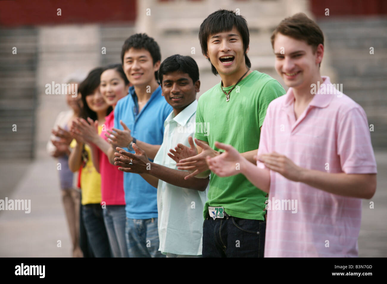 people from different countries being together in the Forbidden city ...