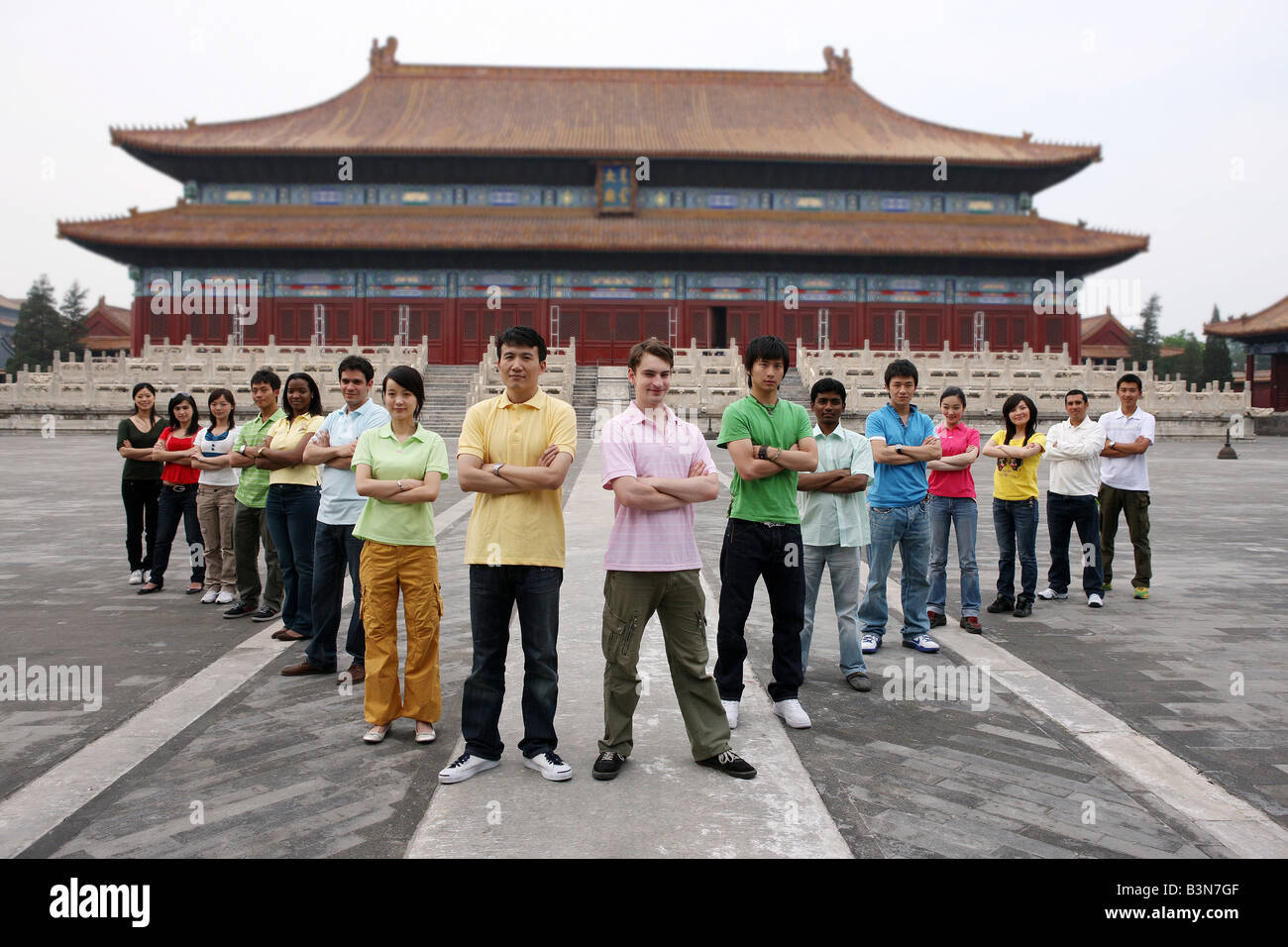 people from different countries being together in the Forbidden city ...