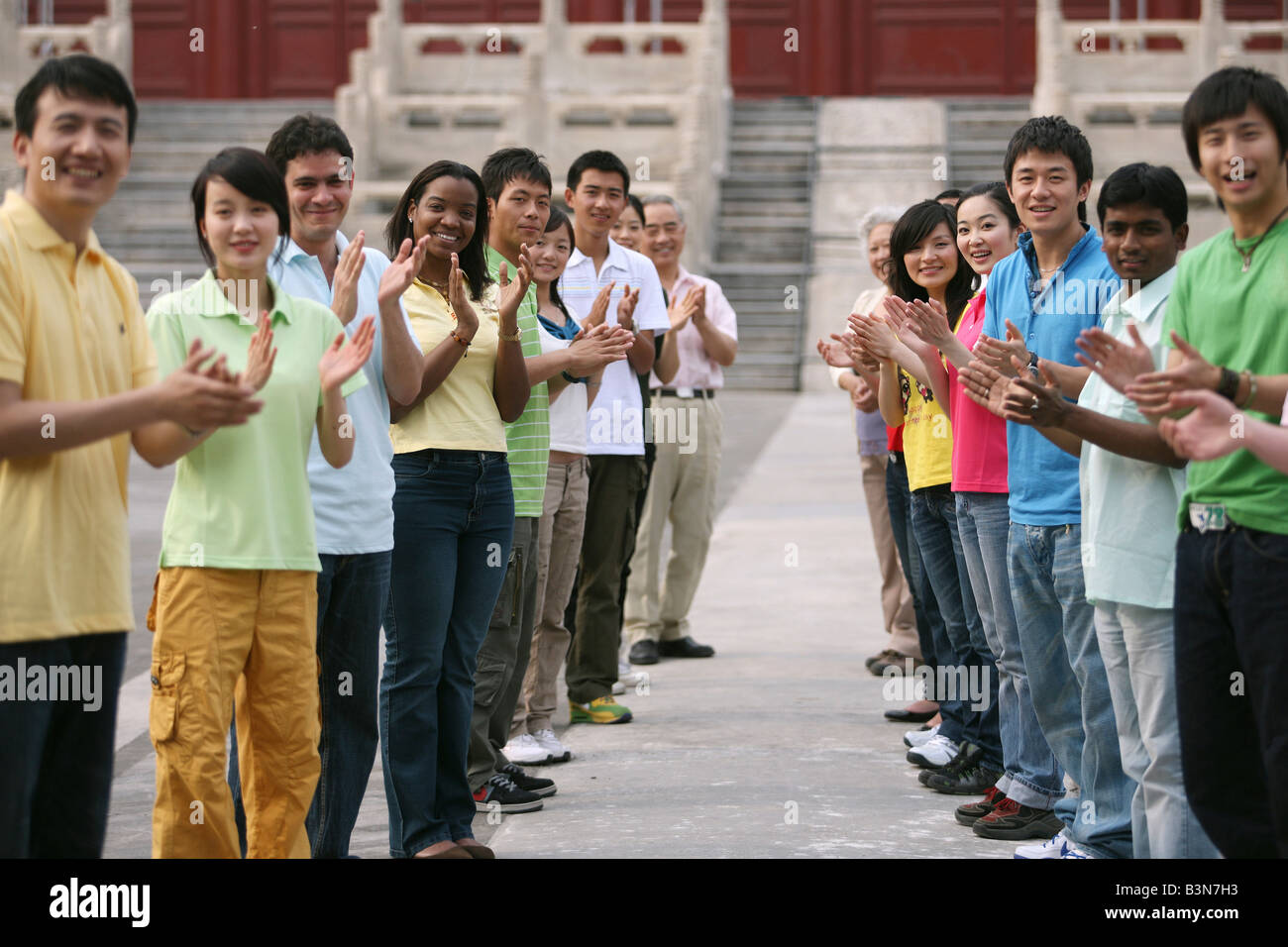 people from different countries being together in the Forbidden city ...