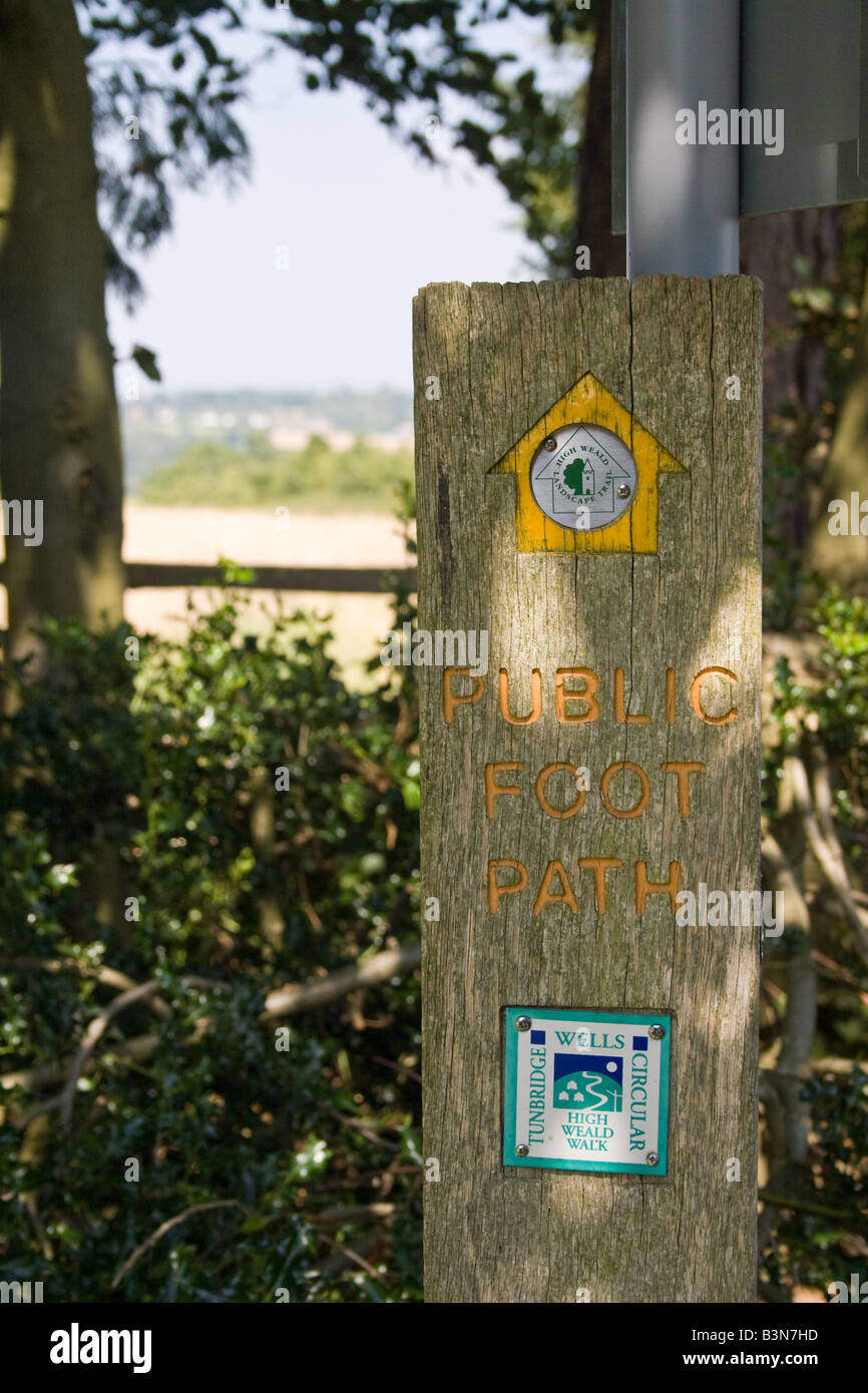 Public Footpath sign on the Tunbridge Wells Circular High Weald Walk ...