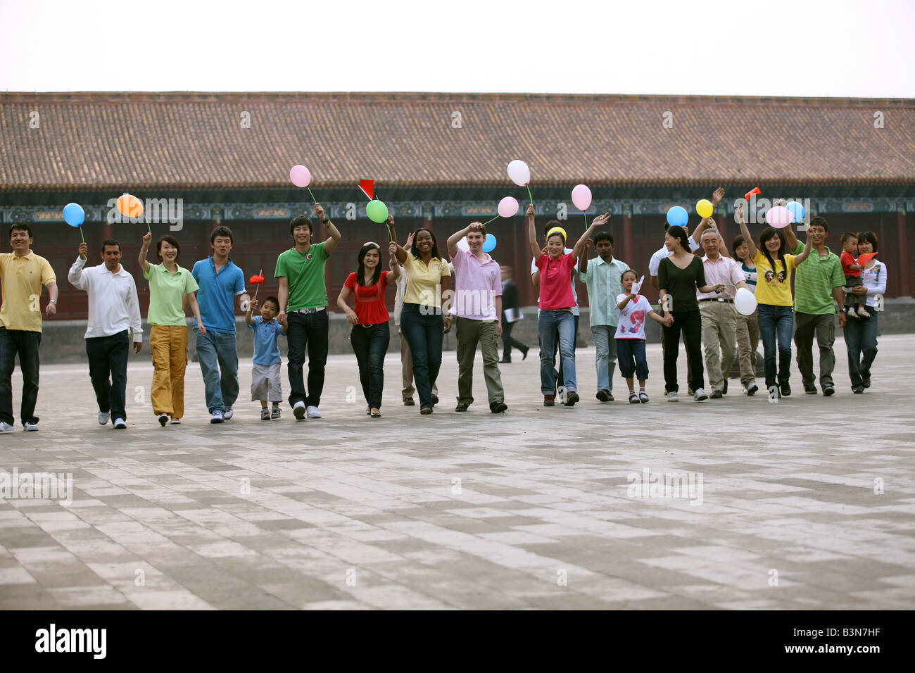 people from different countries being together in the Forbidden city ...