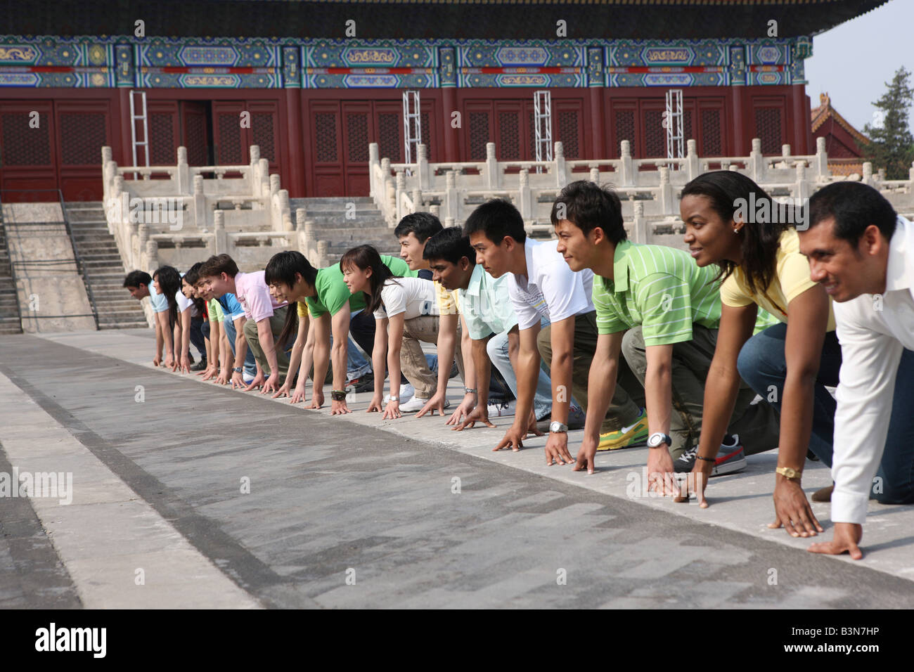 people from different countries being together in the Forbidden city ...