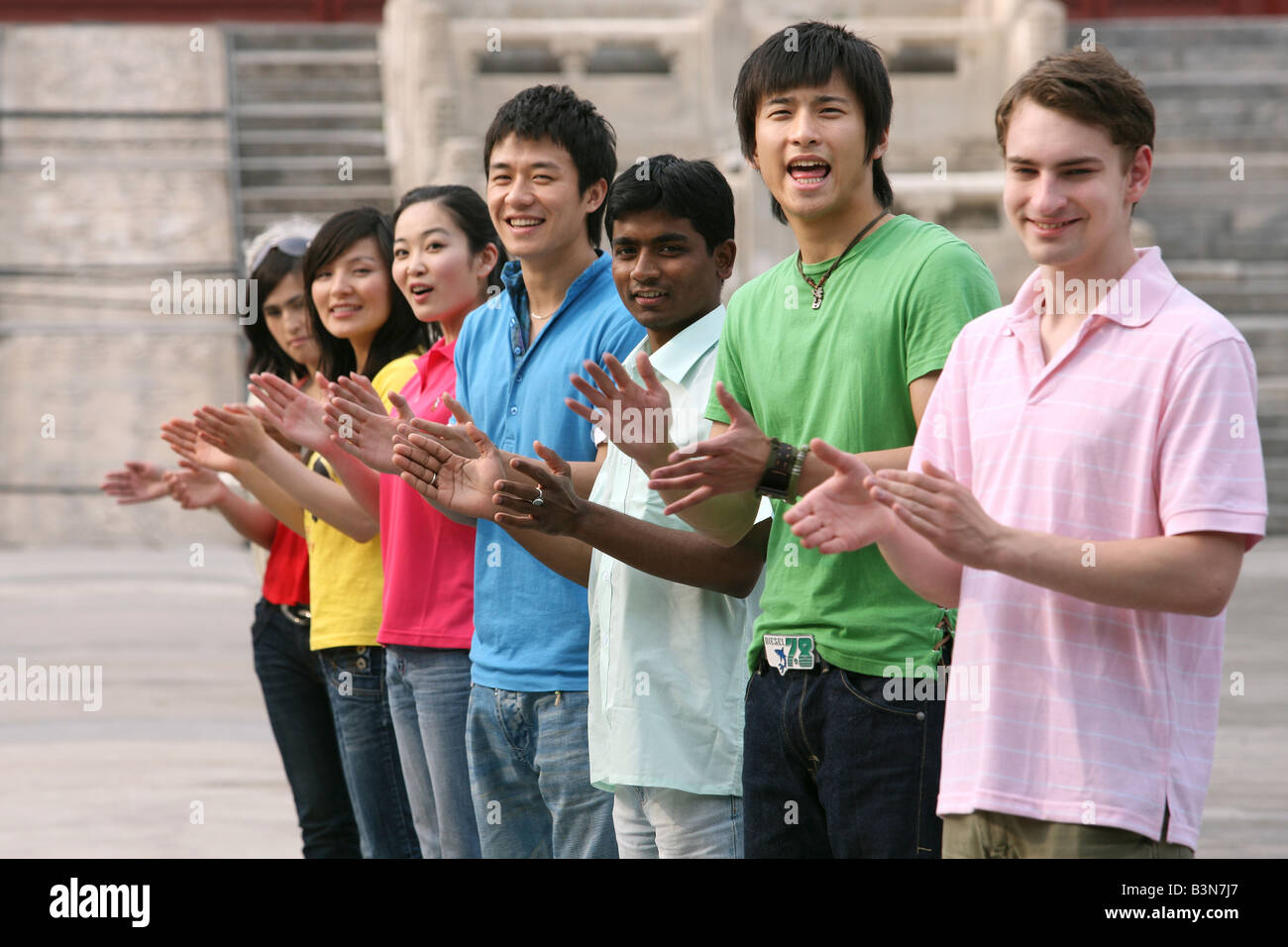 people from different countries being together in the Forbidden city ...