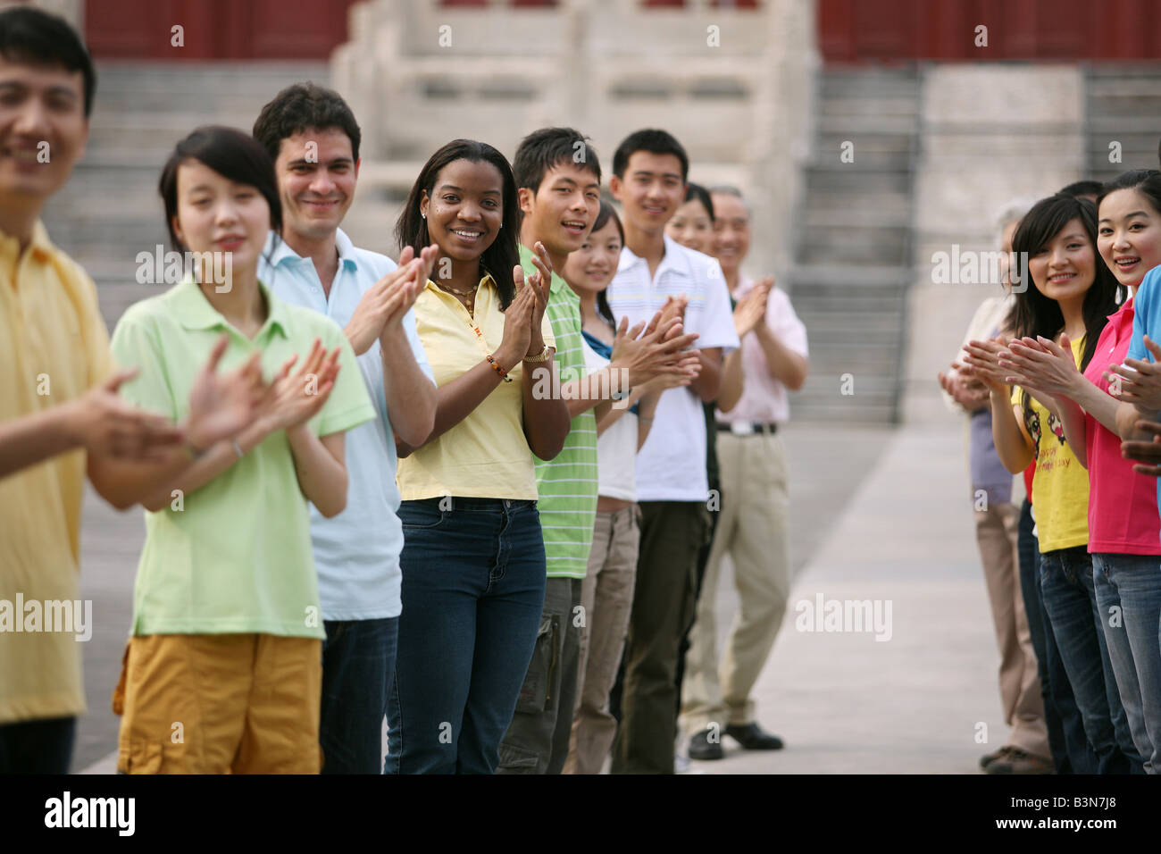 people from different countries being together in the Forbidden city ...