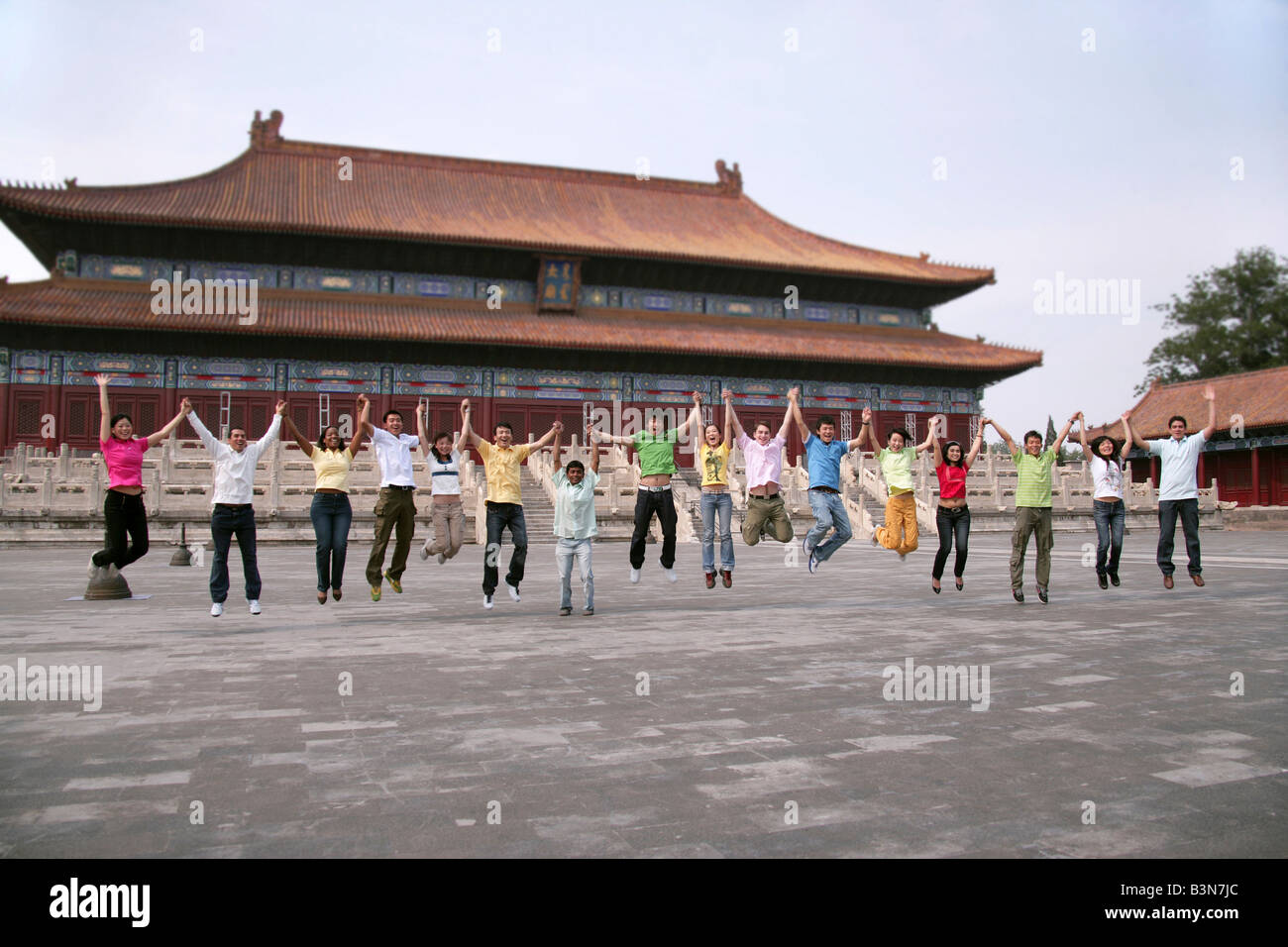 people from different countries being together in the Forbidden city ...