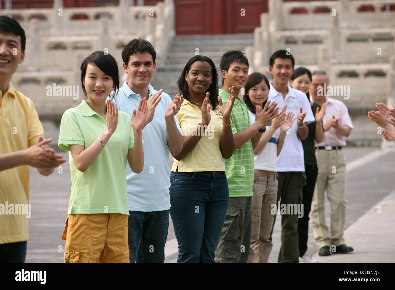 people from different countries being together in the Forbidden city ...