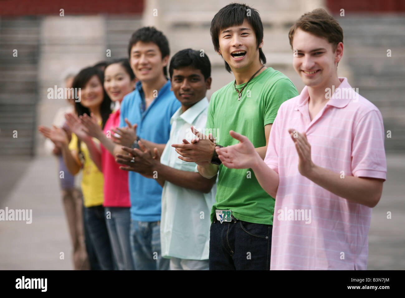 people from different countries being together in the Forbidden city ...