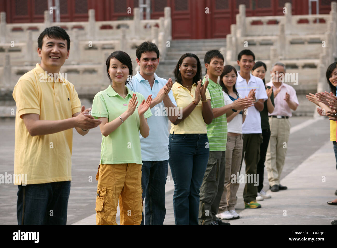 people from different countries being together in the Forbidden city ...