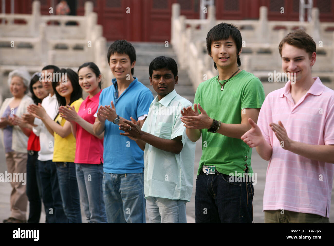 people from different countries being together in the Forbidden city ...
