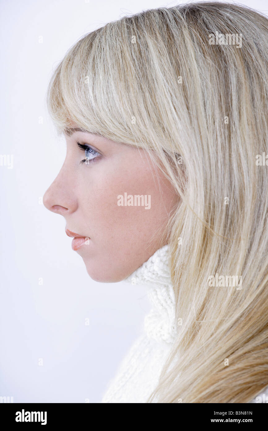 Young woman, portrait, side view Stock Photo - Alamy