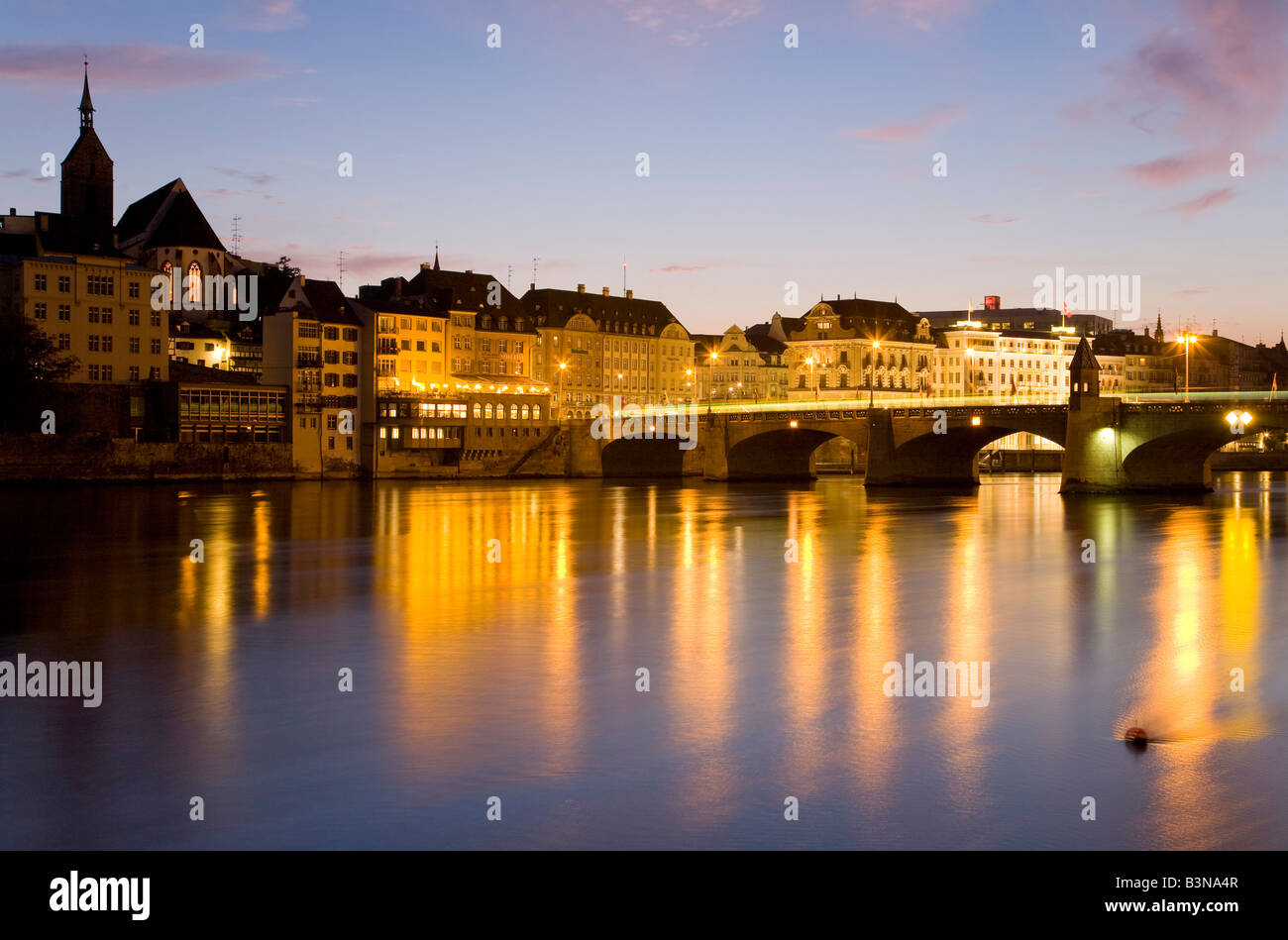 Switzerland, Basel, Rhine river, cityscape at night Stock Photo - Alamy