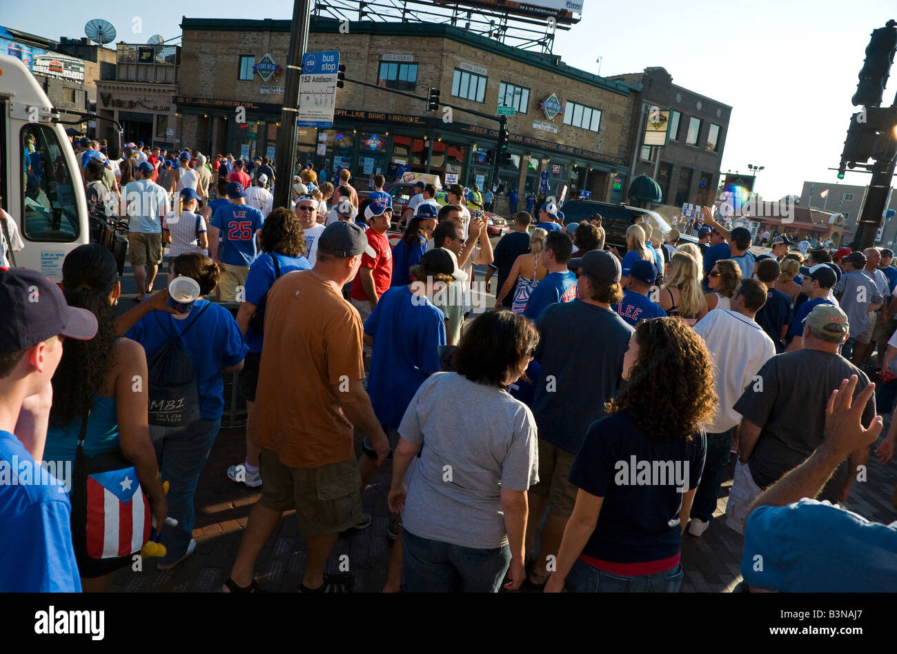 Chicago's Wrigley Field Crowd leaving ball park after Cubs game Stock ...