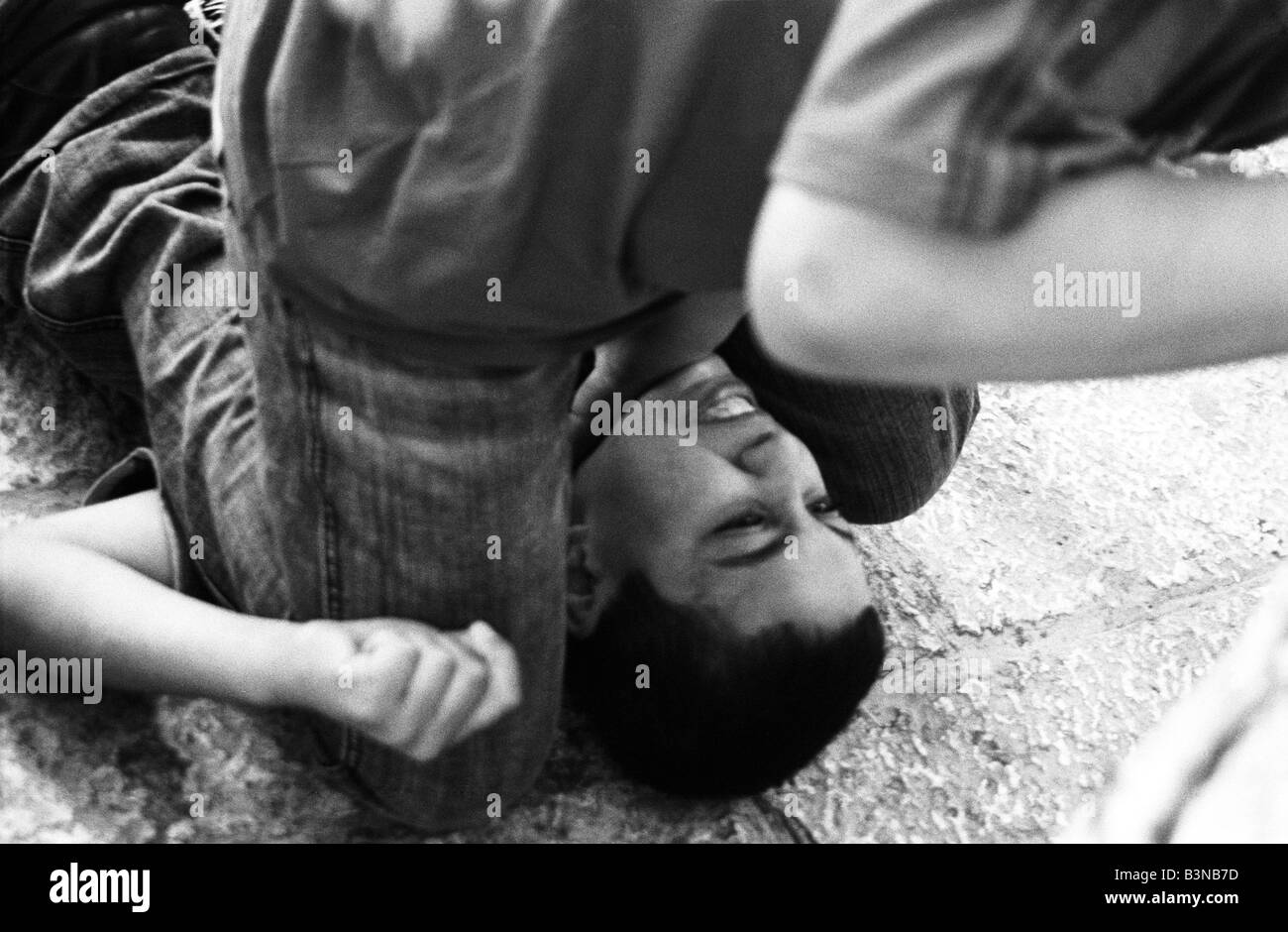 two young palestinian children fighting on the street in east jerusalem ...