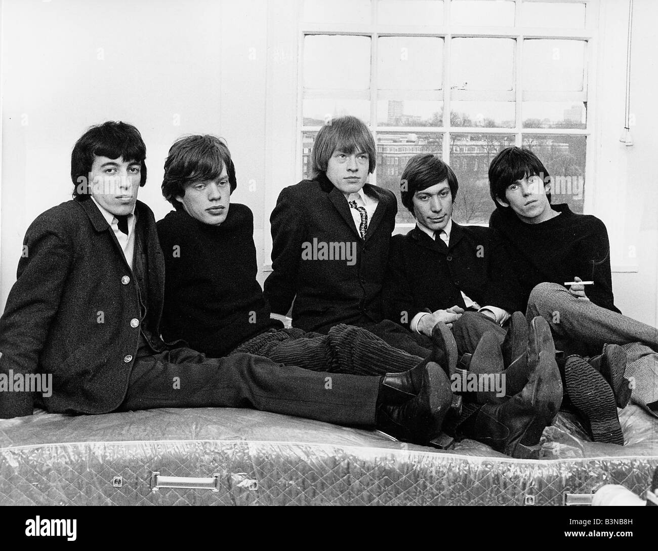 ROLLING STONES at Manager Andrew Oldham's apartment block office at ...