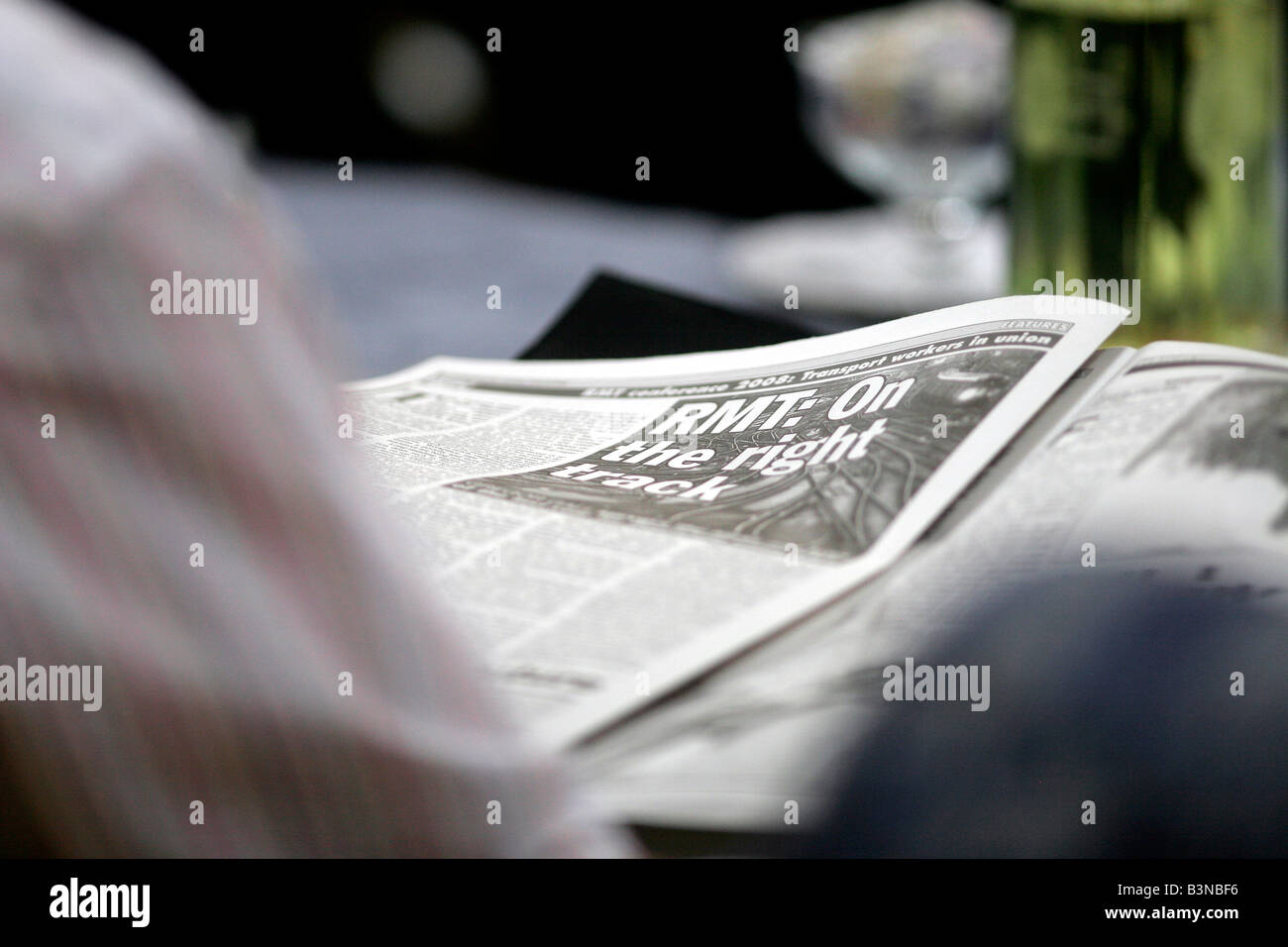 Newspaper headline,’ RMT on right track’ Stock Photo - Alamy