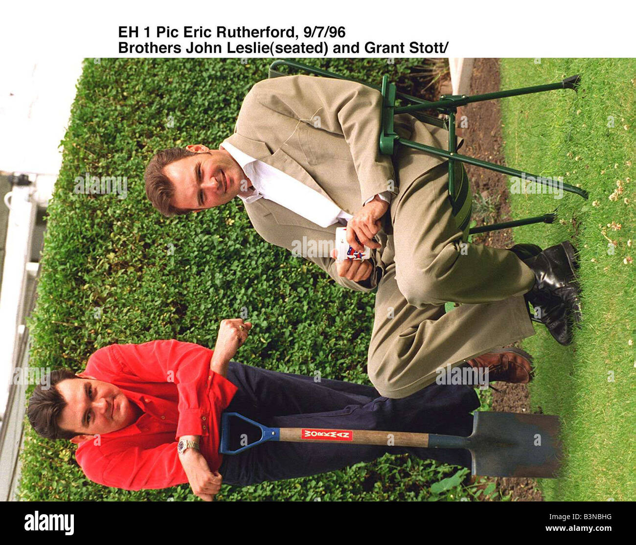 John Leslie TV Presenter and his brother Grant Stott in garden ...