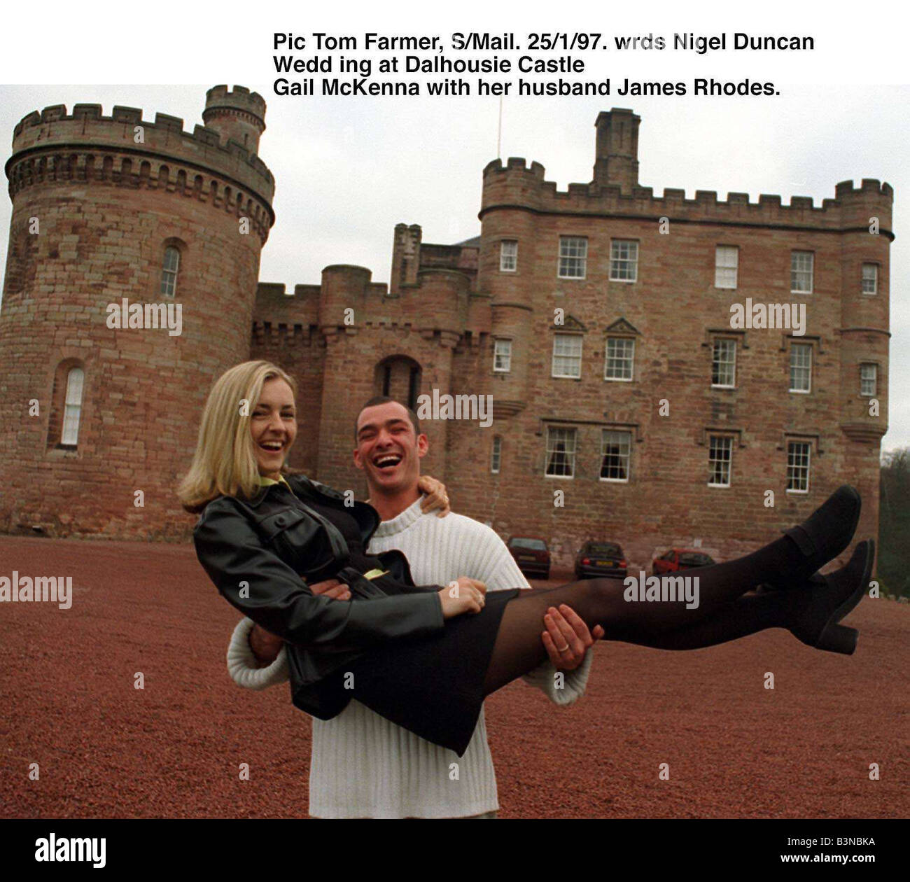 Gail McKenna Live TV Presenter at Dalhousie Castle for her wedding with ...