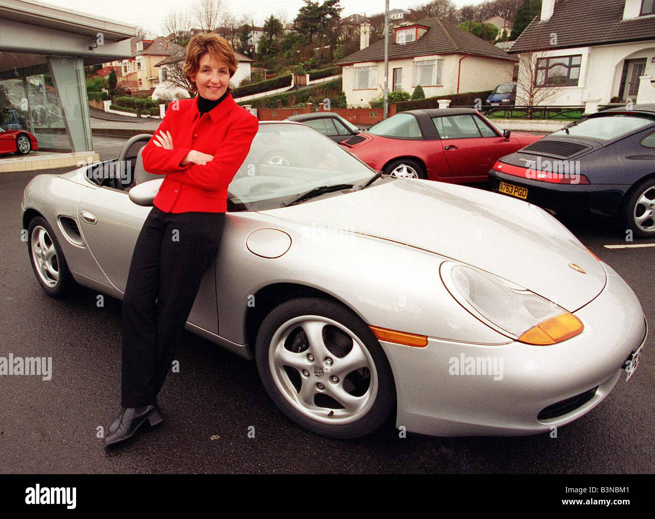 Kaye Adams TV Presenter and the Porsche Car Stock Photo - Alamy