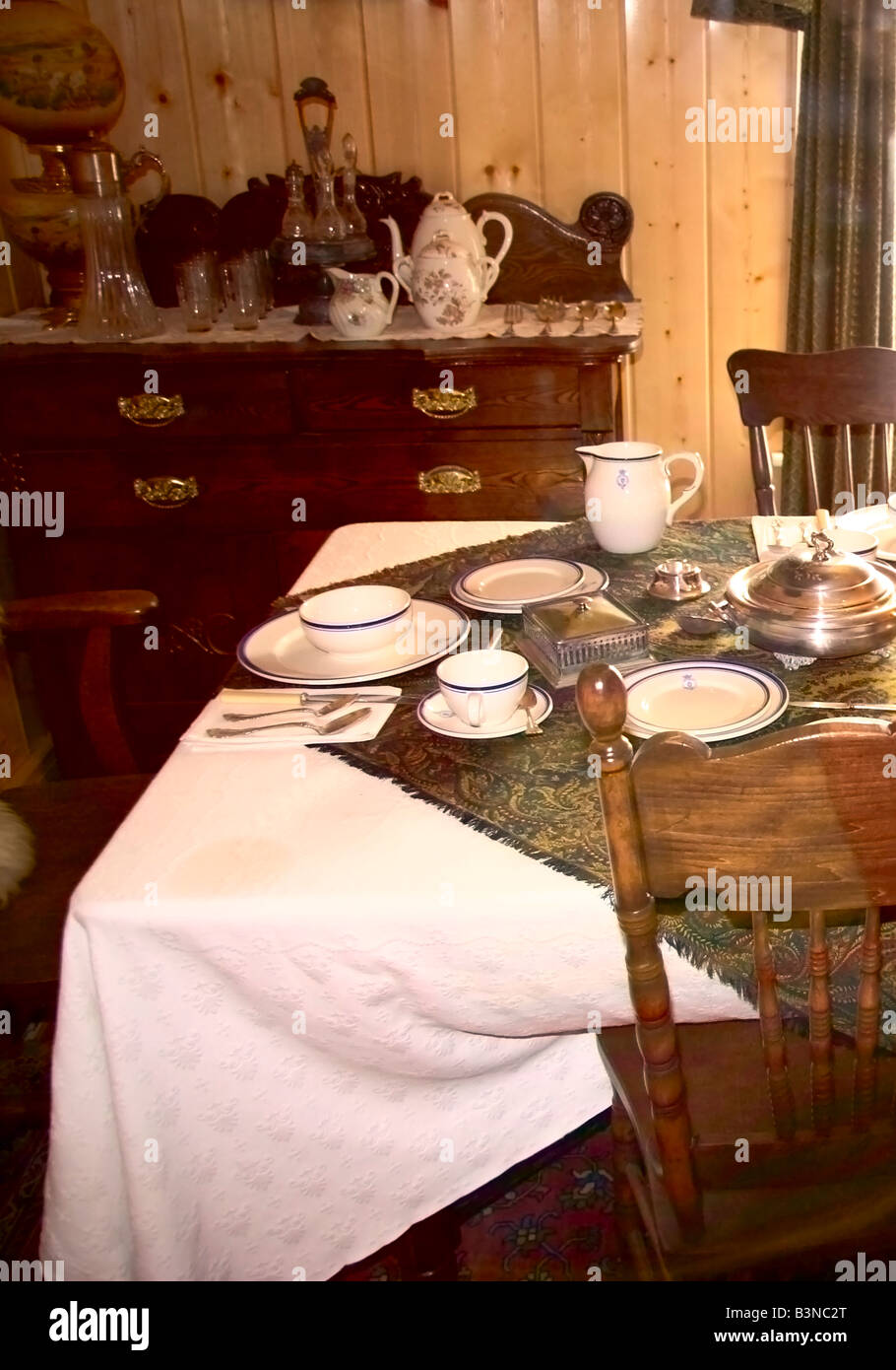interior of a vintage dining room ready for breakfast adobe RGB Stock ...