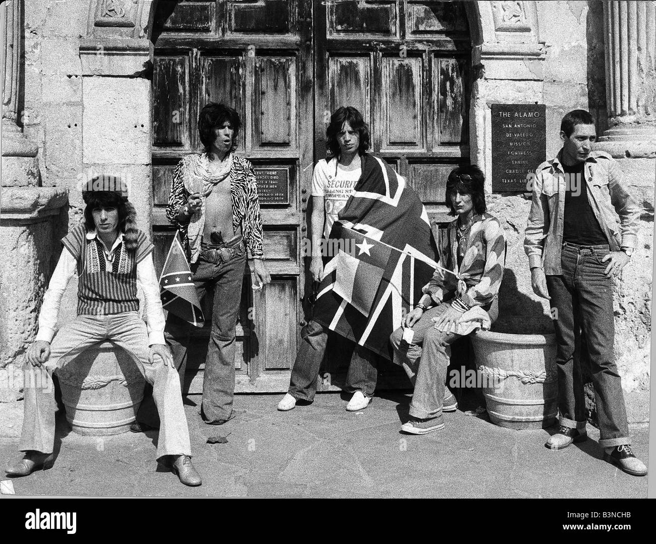 The Rolling Stones outside The Alamo in Texas during a 1975 US Tour ...