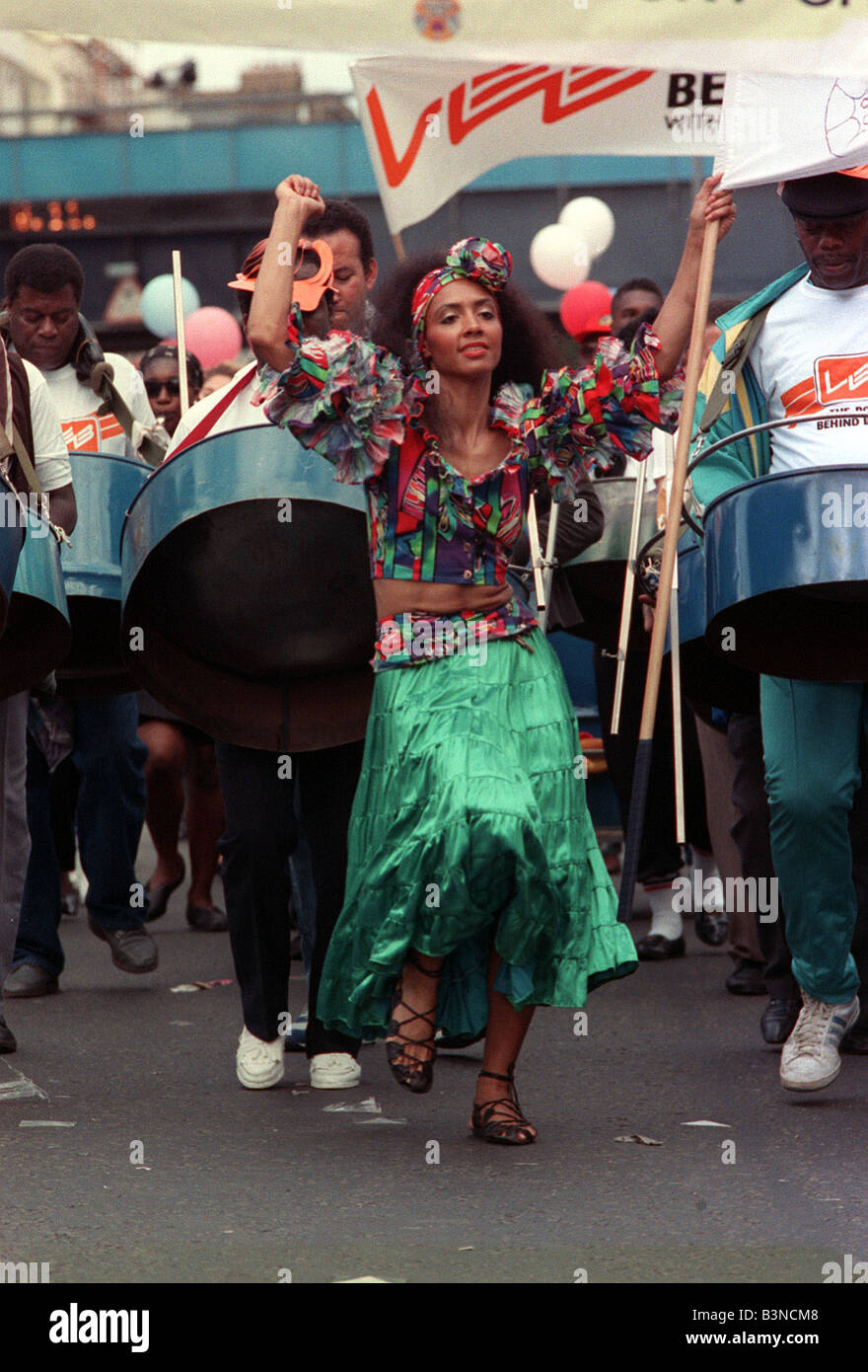 Notting Hill Carnival August 1988 Female dancer dressed up during the ...