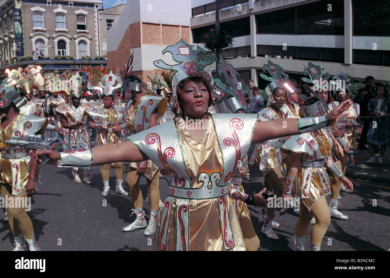Notting Hill Carnival August 1988 Female dancers dressed up during the ...