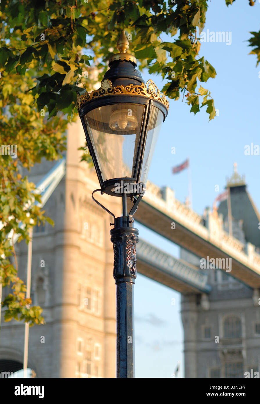 Tower Bridge and streetlight Stock Photo - Alamy